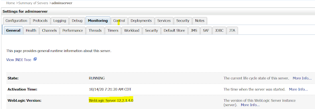 Gouranga's Tech Blog: Find weblogic version from admin console