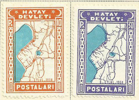 Afternoon Map: Hatay Devleti and other stamps from former states