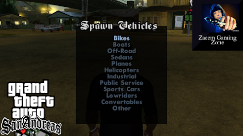 Cheat Menu mod for GTA San Andreas - Zaeem Gaming Zone