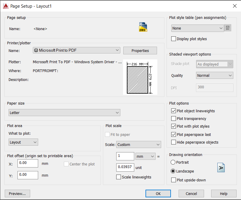 Steps for Page Setup in Autocad software in metric unit