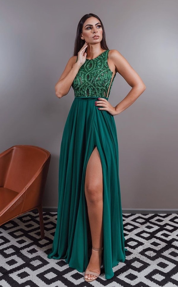 70 Vestidos Longos Verde Esmeralda E Verde Bandeira Para Madrinhas De