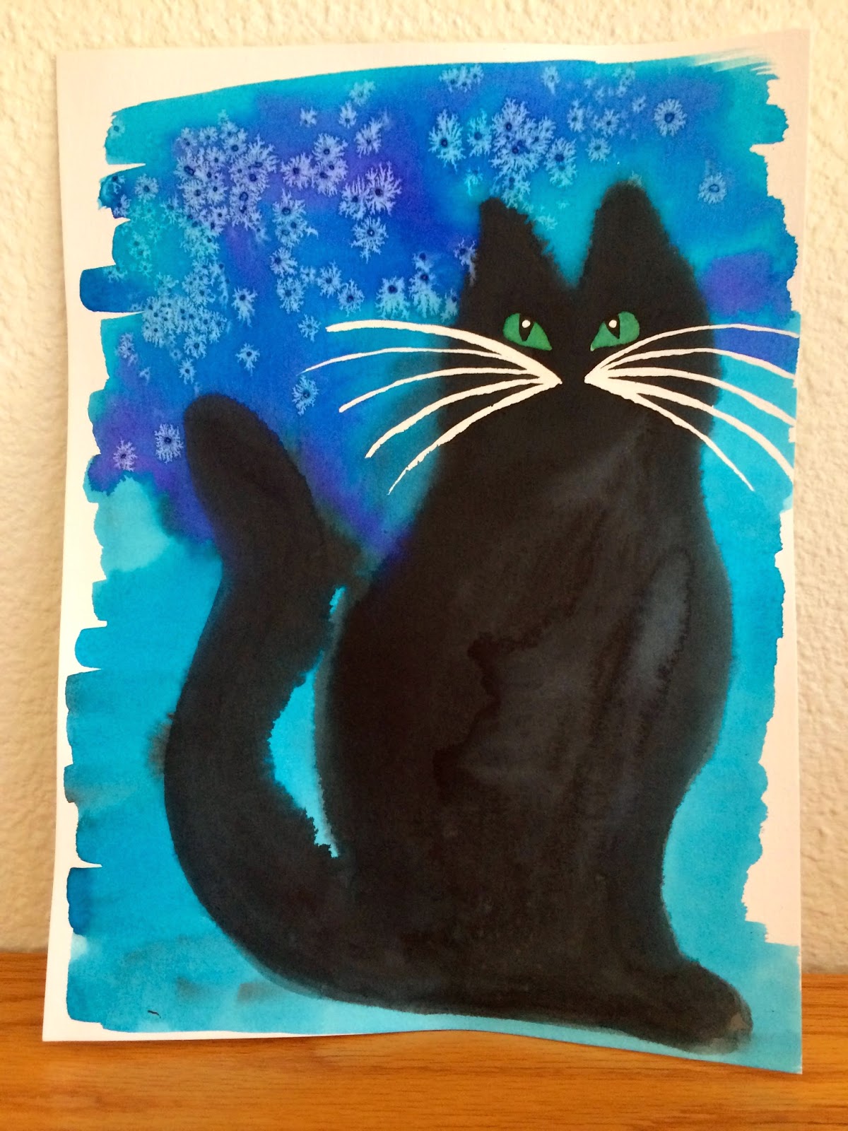 Kathy's Art Project Ideas: Watercolor Techniques Cat Art Project