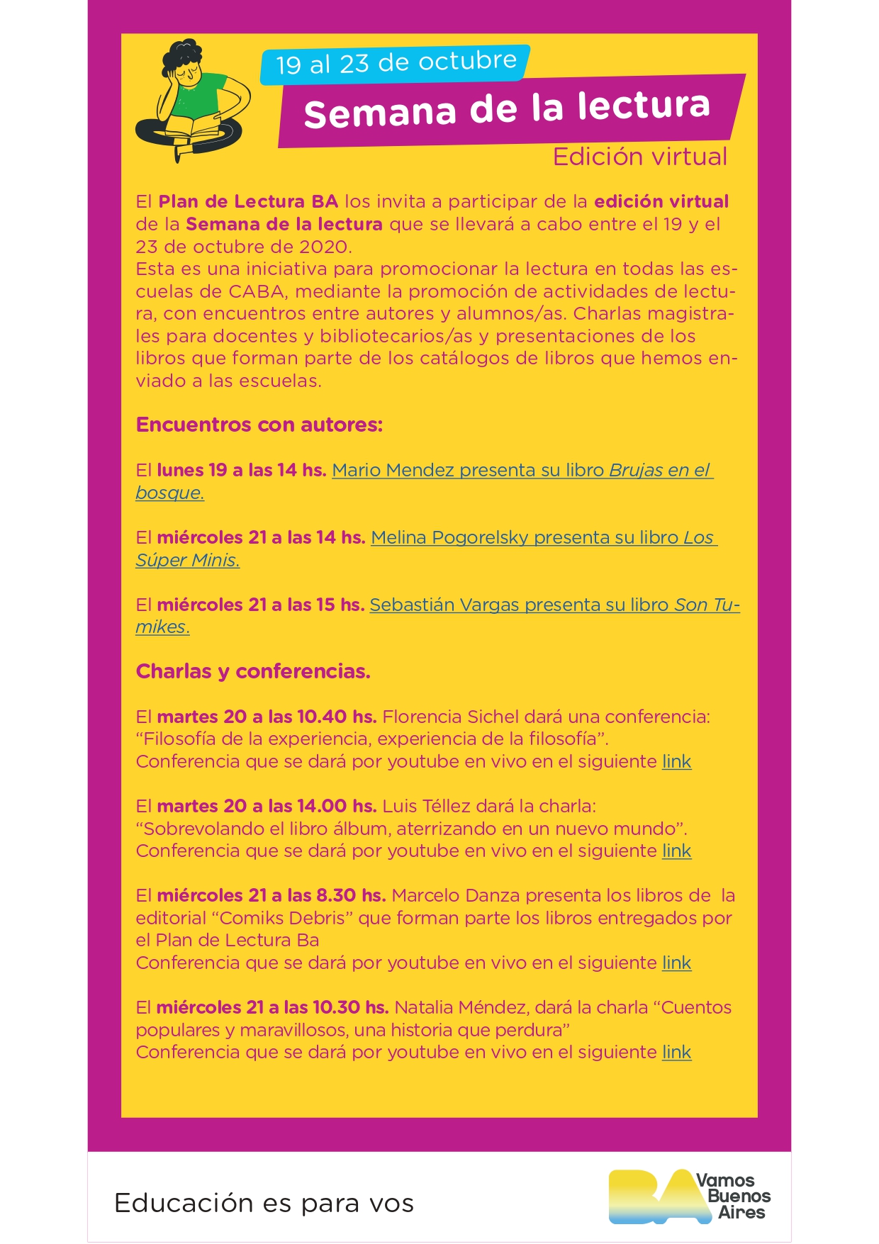 Escuela Nº 21 DE 7 : Semana de la Lectura Edición Virtual, del Plan de ...