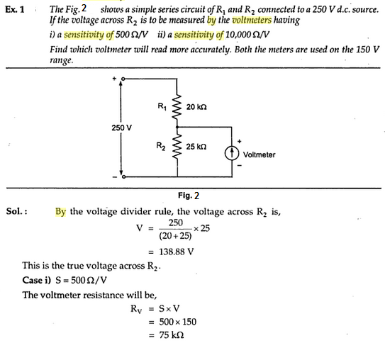 Sensitivity of Voltmeters