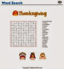 Thanksgiving Word Search Game For Kids