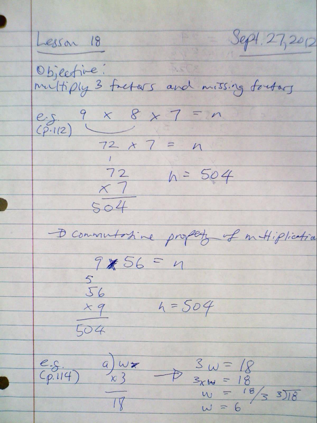 Mr. Goh's 5th Grade Class: Math Lesson #18 Notes