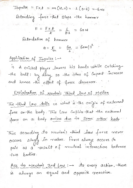 Law of Motion Handwritten Notes for Class 11