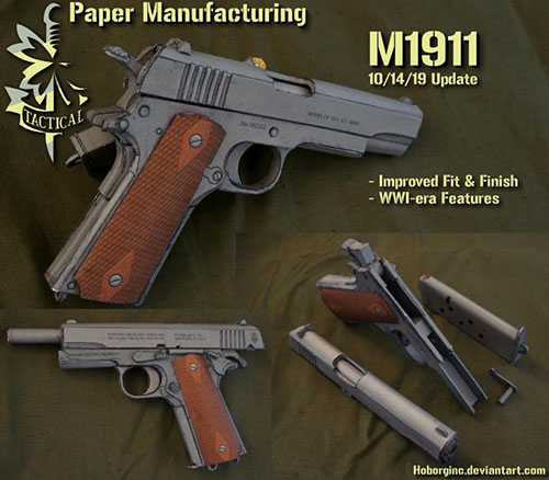 Colt M1911 Pistol Paper Model | Paperized Crafts