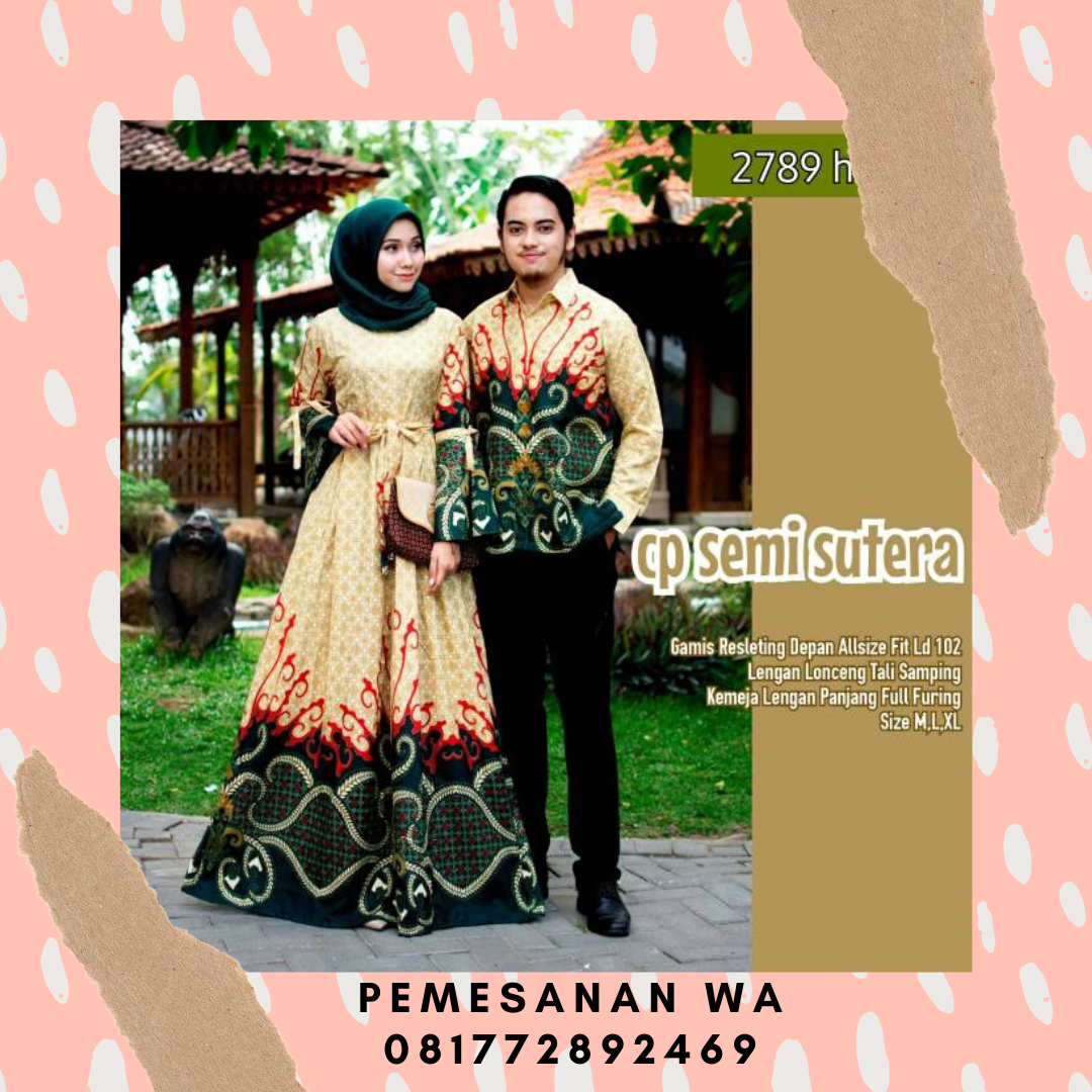 Model Baju Batik Couple Gamis Sarimbit Semisutra Kemeja Lengan Panjang 2789 Fdefdfdf