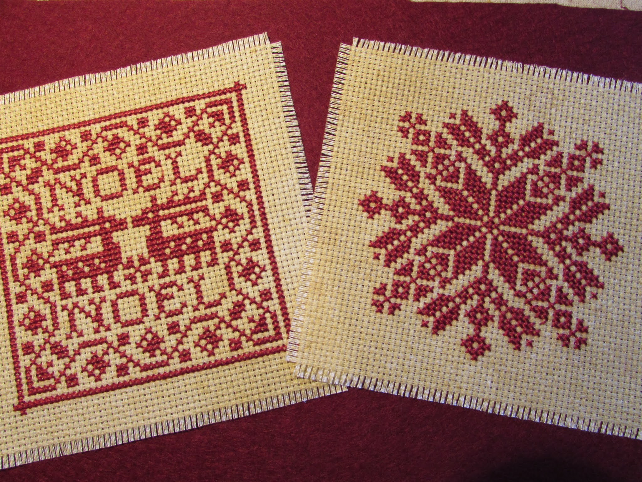 Textile Butterfly: Red Cross Stitching....and Christmas Town