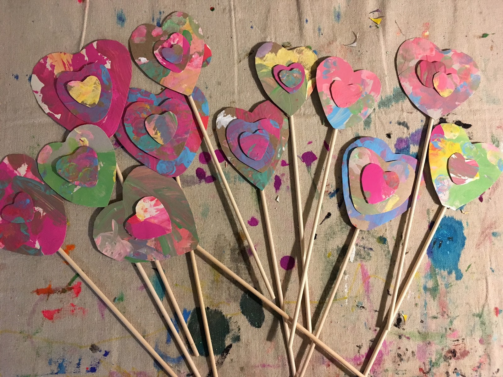 Miss French Fry Makes Art: Recycled Heart Wands.