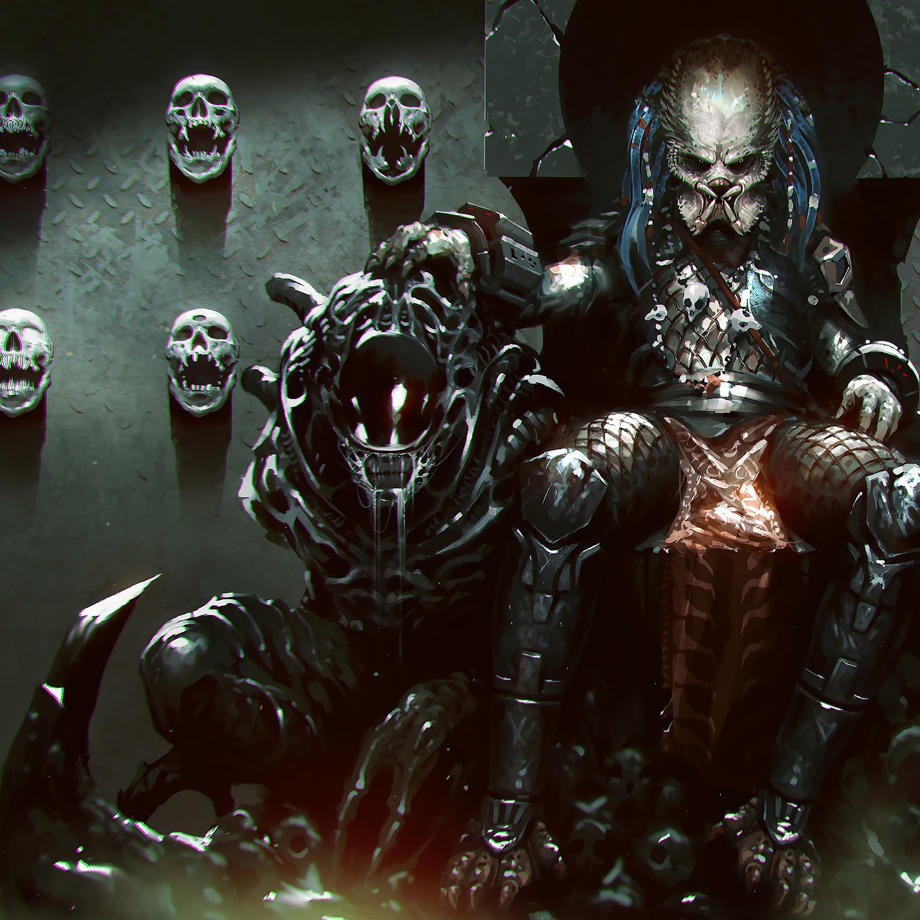 Predator, Alien, Skull, Sci-Fi, 4K, 3840x2160, #37 Wallpaper iPhone Phone