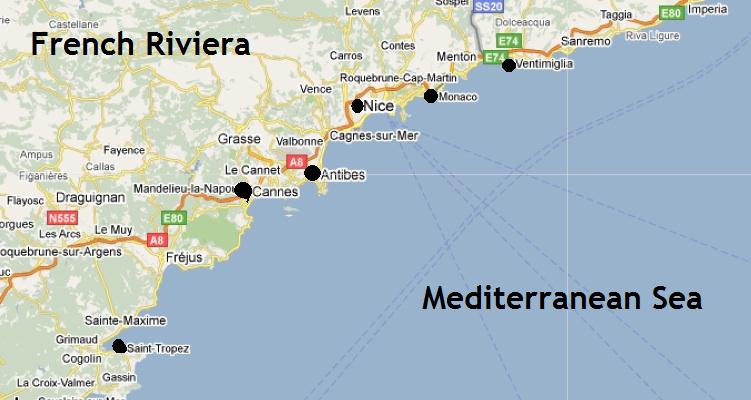 Map Of Italy And French Riviera - United States Map