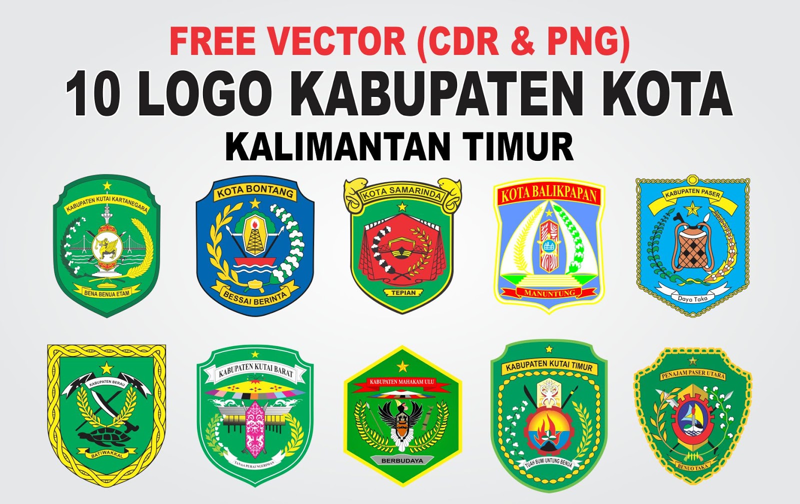 Free Vector Logo 10 Kabupaten Kota Kalimantan Timur (CDR & PNG ...