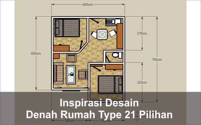 5 Inspirasi Desain Denah Rumah Type 21 Pilihan 2020 - Arsimedia
