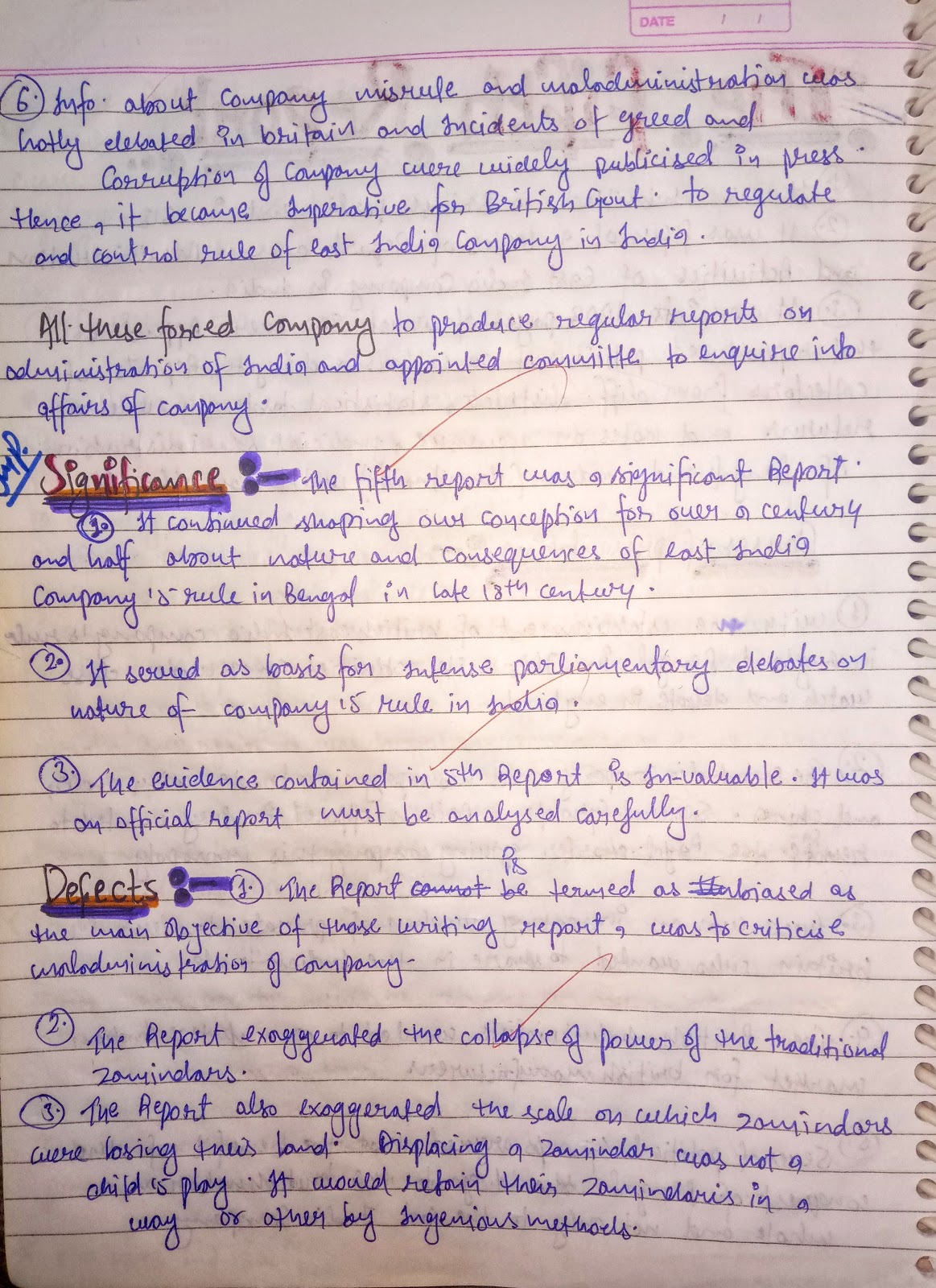 Handwritten Notes of Colonialism and Countryside - History - Class 12th ...
