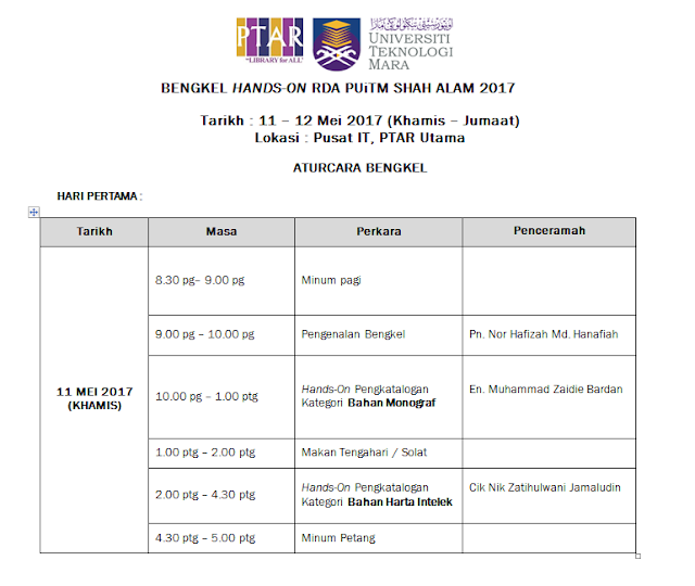 Bengkel Hands On Resource Description And Access (RDA) PUiTM Shah Alam ...