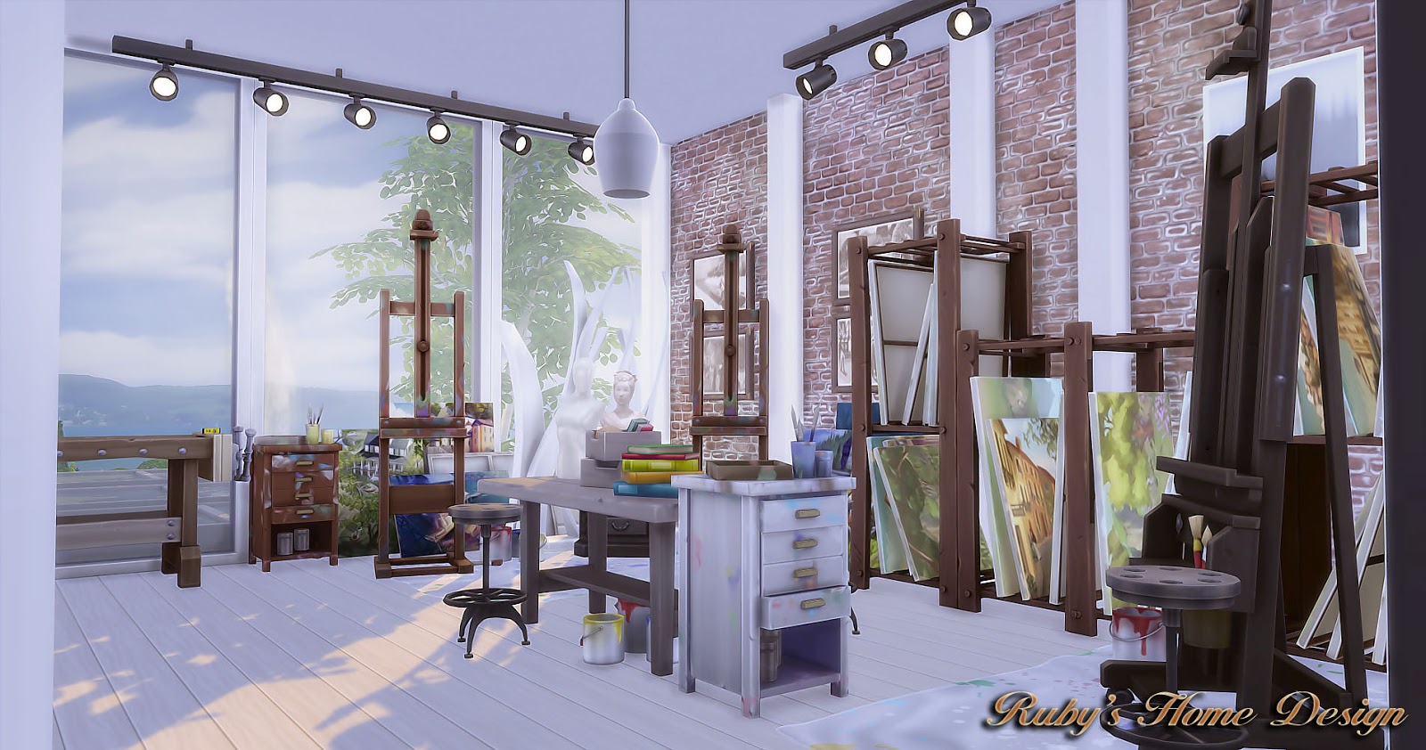 Sims 4 Modern Art Gallery 現代美術展示中心 (No CC) [Ruby Red Sims]