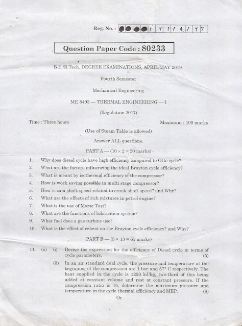 Anna University ME 8493 — THERMAL ENGINEERING — 1 APRILMAY 2019 ...