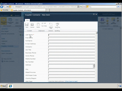 Sharepoint Designer 2010: Create Contact List