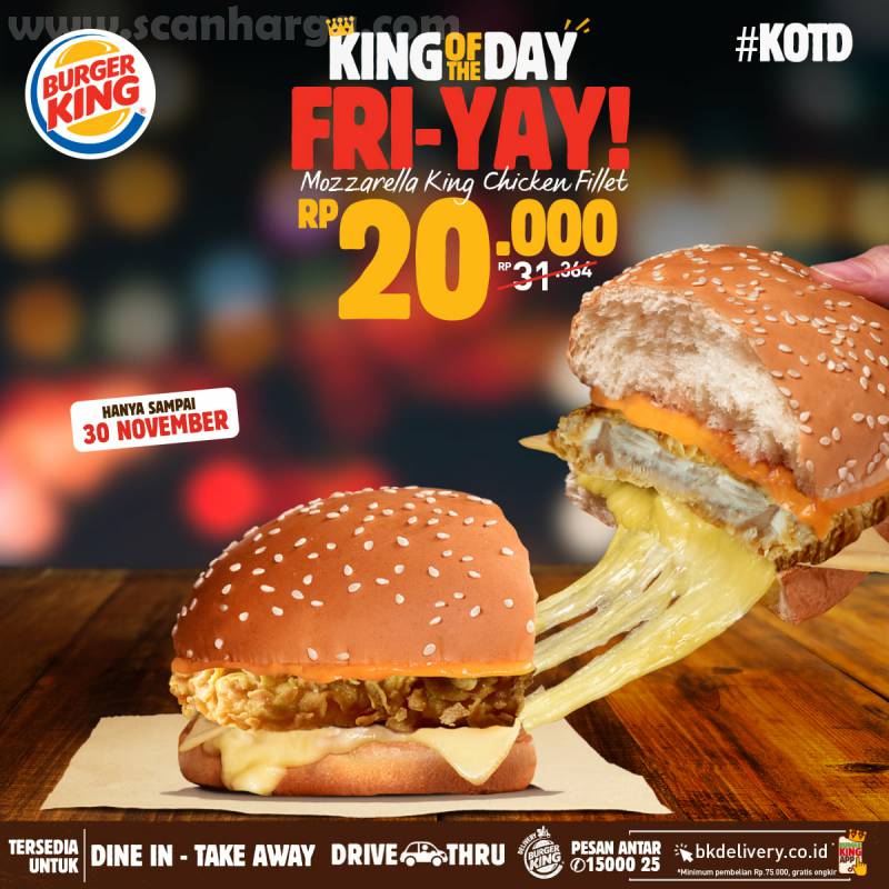 Burger King Promo KOTD: Harga Spesial Hari ini hanya Rp 20.000* - scanharga
