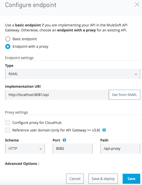 Mulesoft API proxy in an hybrid architecture