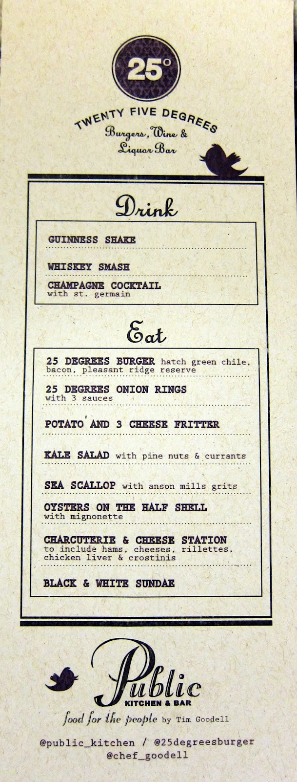 Doah's Hungry: Meet-and-Tweet: 25 Degrees & Public Kitchen and Bar