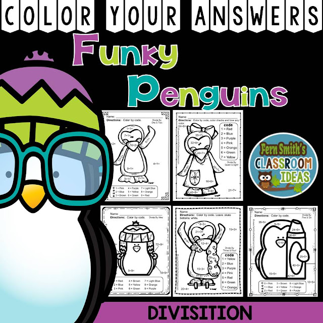 Winter Fun! Funky Penguins Color Your Answers Printables For Addition ...