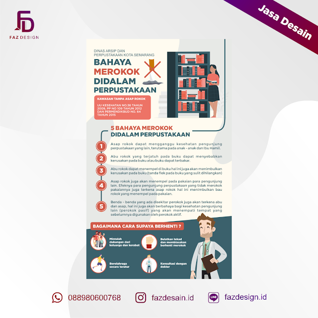 Jasa desain infografis bahaya merokok di dalam perpustakaanFazdesain.id