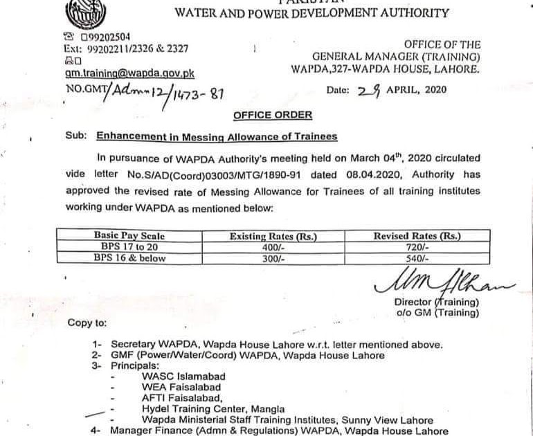 Revised Messing Allowance Rates Ehnacement of Messing Allowance