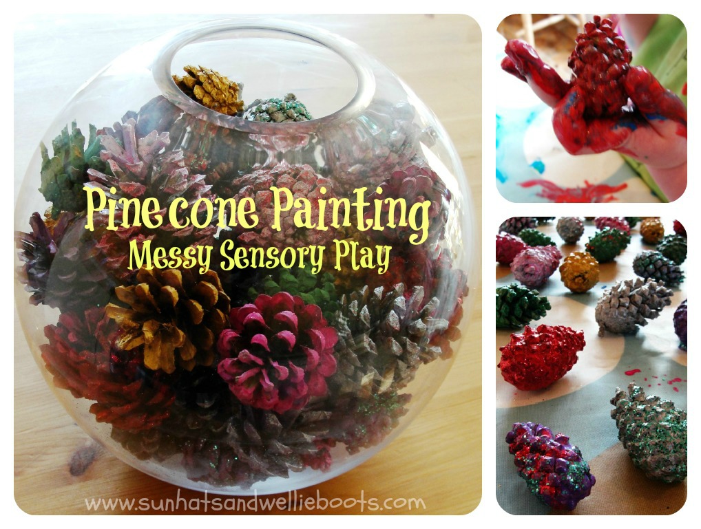 Sun Hats & Wellie Boots: Pinecone Painting for Christmas