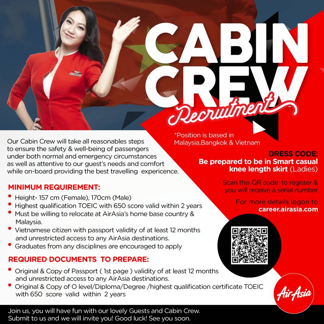 Fly Gosh: Air Asia Cabin Crew Recruitment Hanoi, Vietnam - Walk in ...