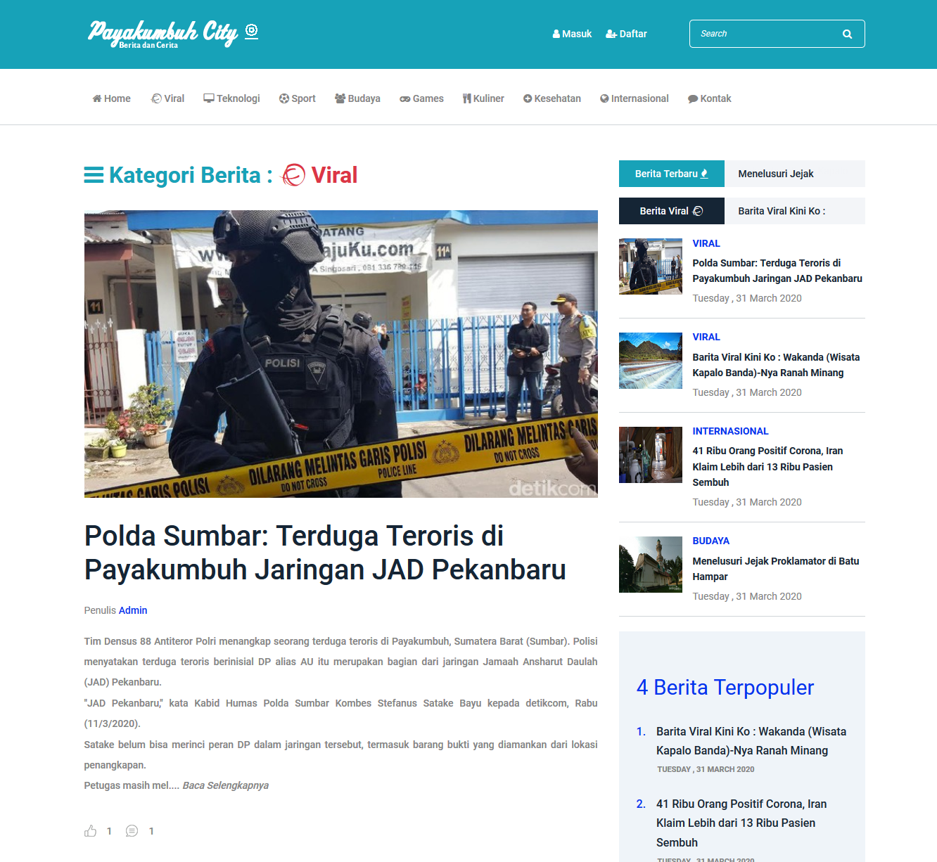 Source Code Website Portal Berita Responsive with Bootstrap