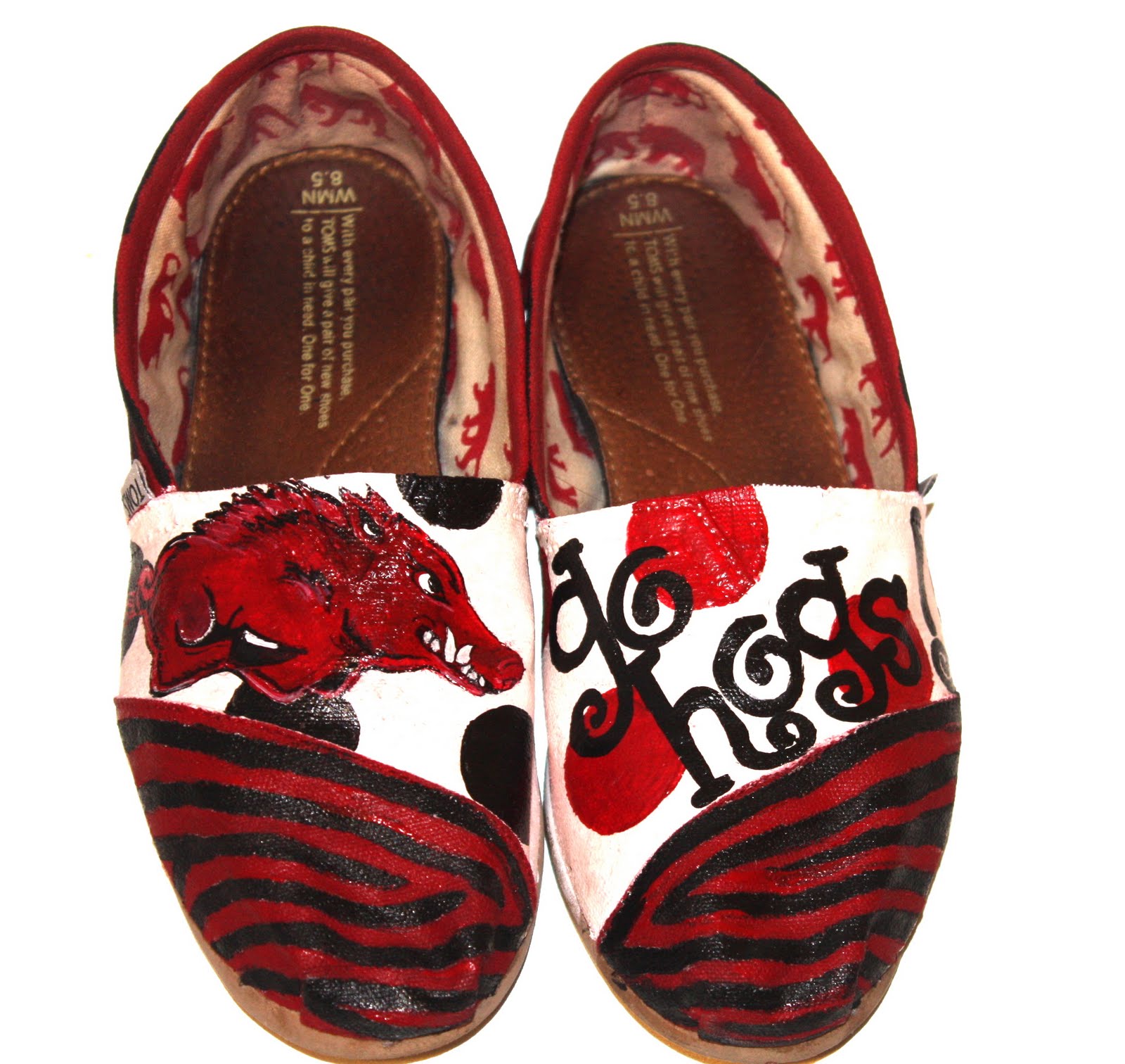3pinkribbons: LSU Tigers an Arkansas Razorback Hand Painted TOMS