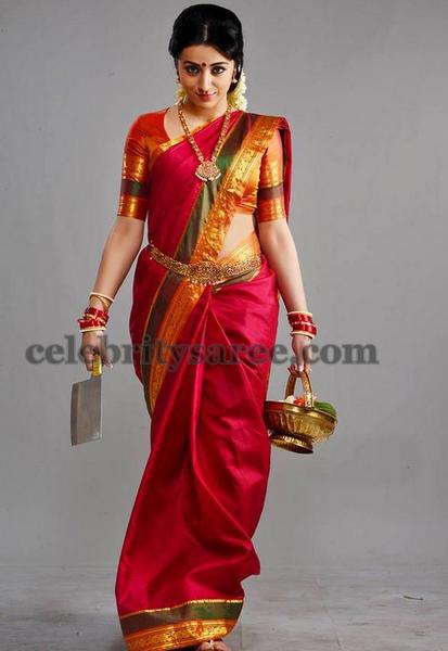 Trisha in Red Traditional Saree - Saree Blouse Patterns
