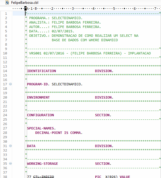Experiência COBOL: SQL - Select dinâmico (Where)