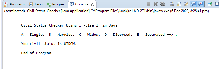 Free Programming Source Codes And Computer Programming Tutorials Civil Status Checker Using If