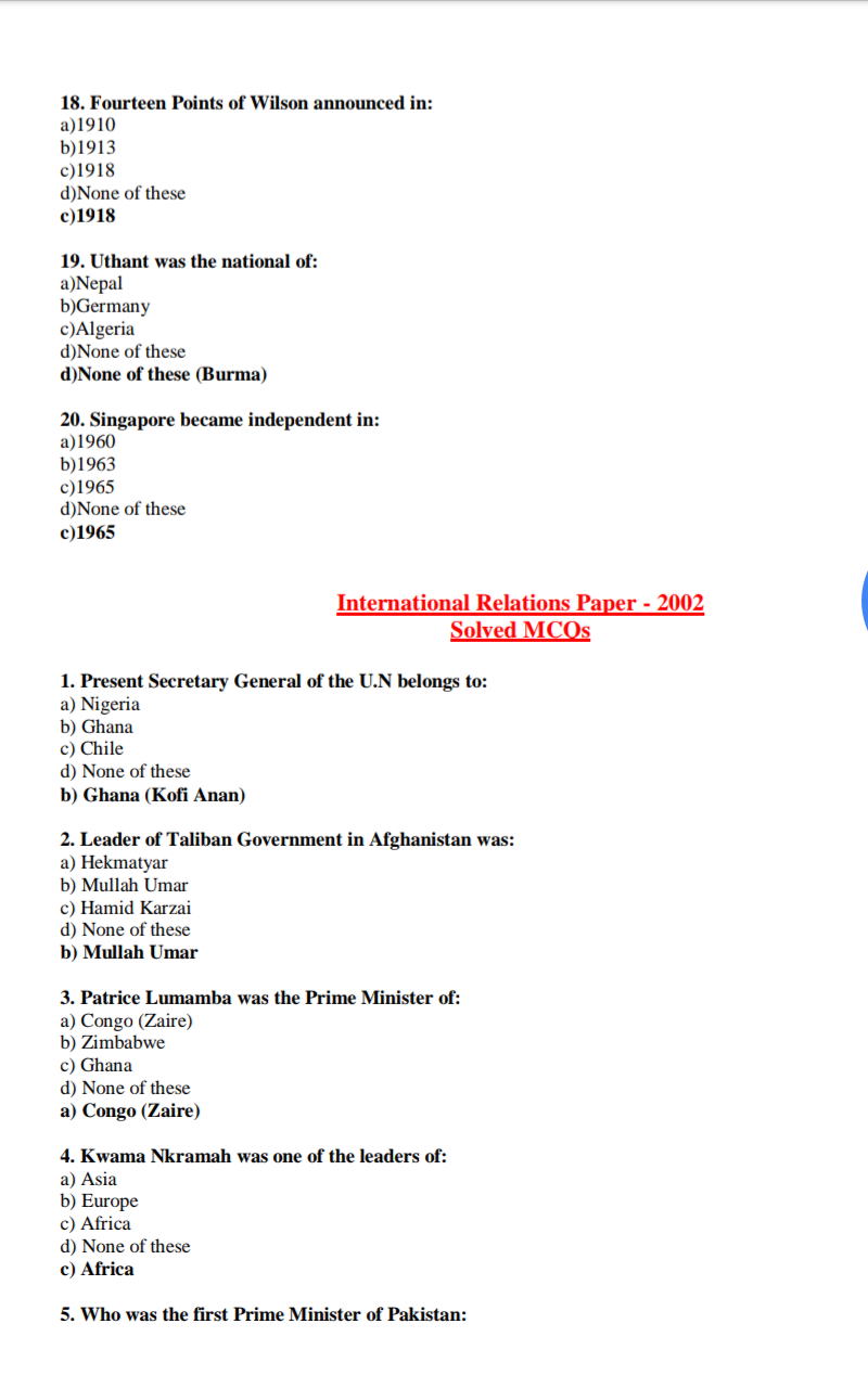CSS All past papers 1971 to 2018: CSS International Relations Solved ... CSS All past papers 1971 to 2018: CSS International Relations Solved ...