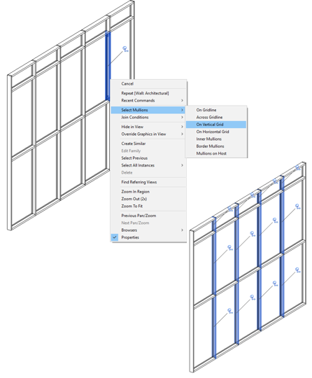Revit Recess: Mullion Selection Options