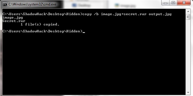 How to hide your files in jpg/jpeg image using CMD