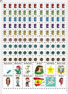 LETRA E PARA RECORTAR CON IMAGENES