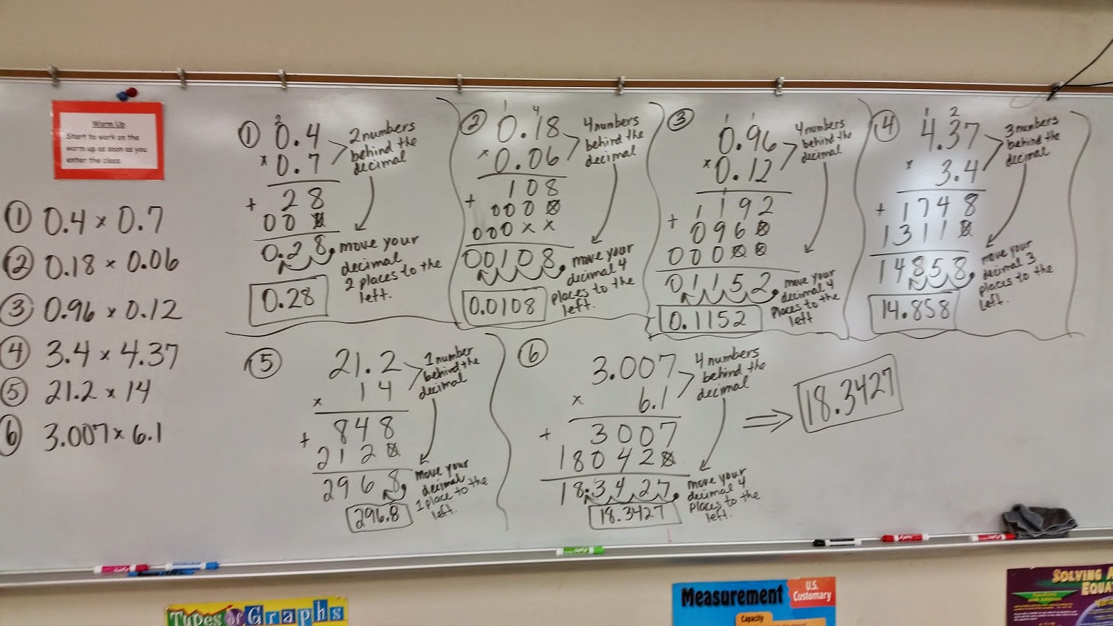 Mrs. Negron 6th Grade Math Class: Notes for multiplying decimals