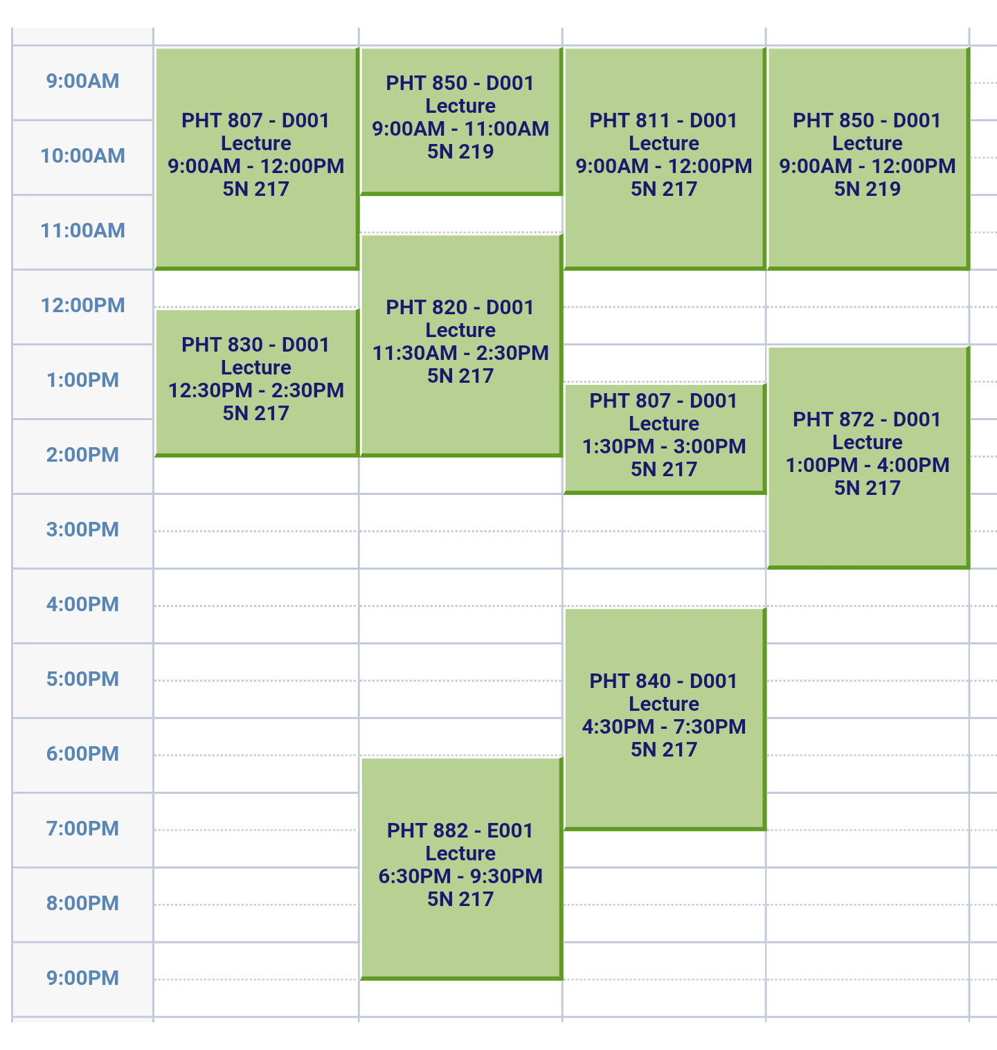 Doctorate Physical Therapy: Student Schedules