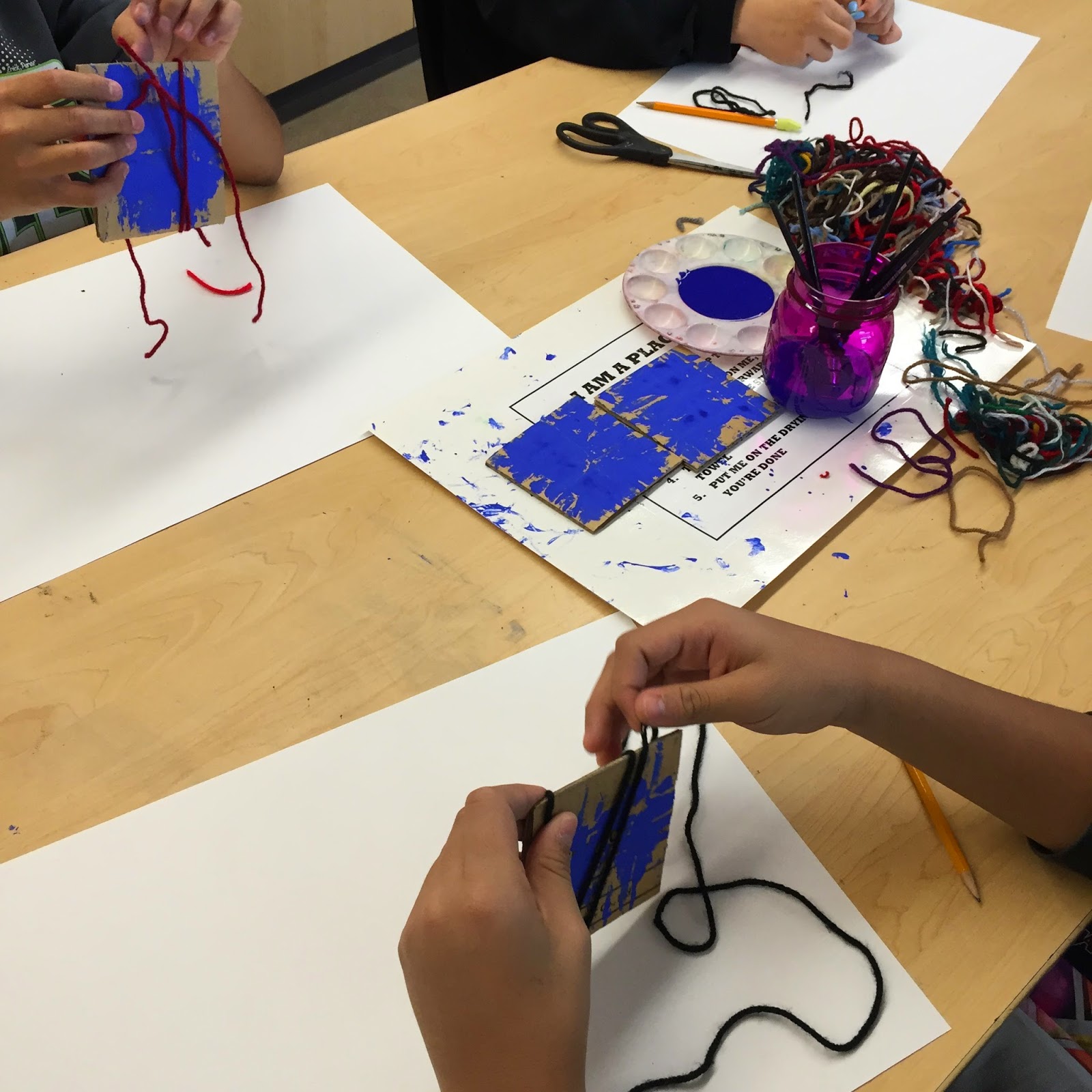 come to the Art side: Thursday Think Tank: Yarn Printing!