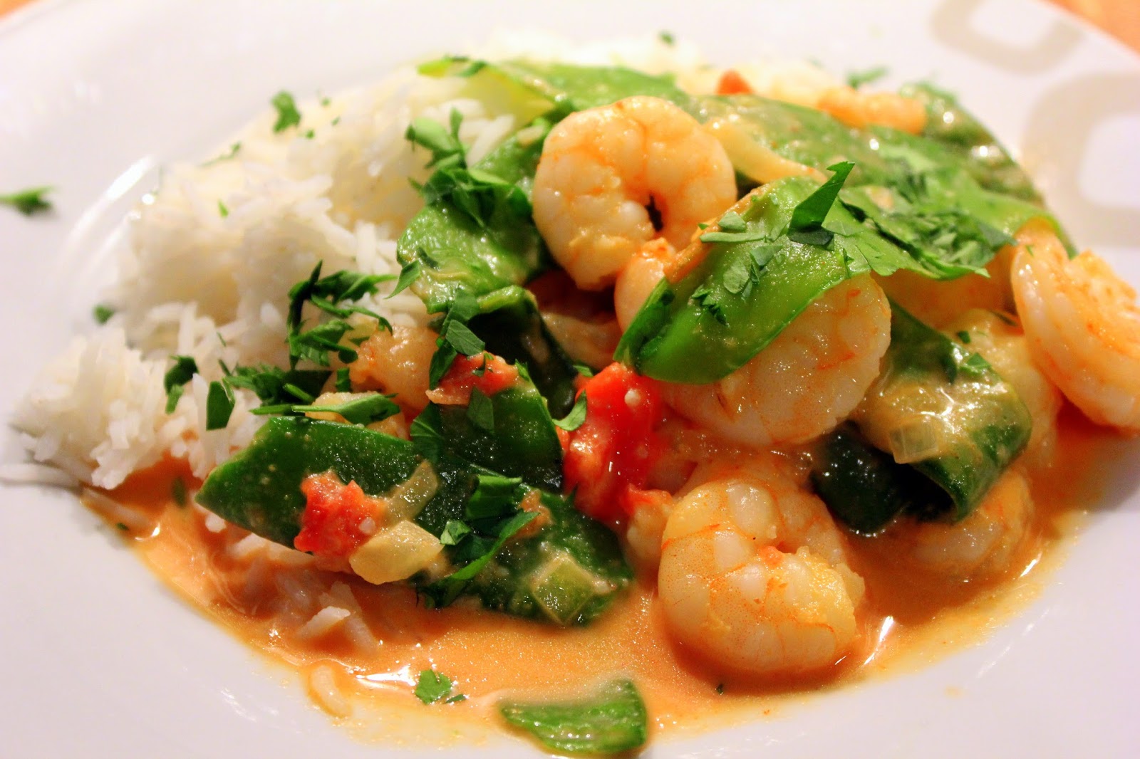 Mijn kookdagboek: Rode curry met scampi en rijst