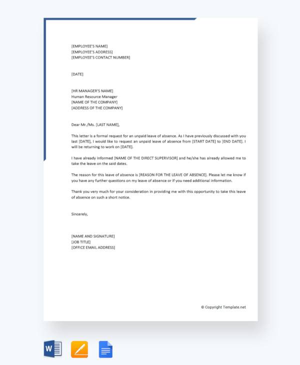 Personal Leave Letter Format For Employee - Birthday Letter