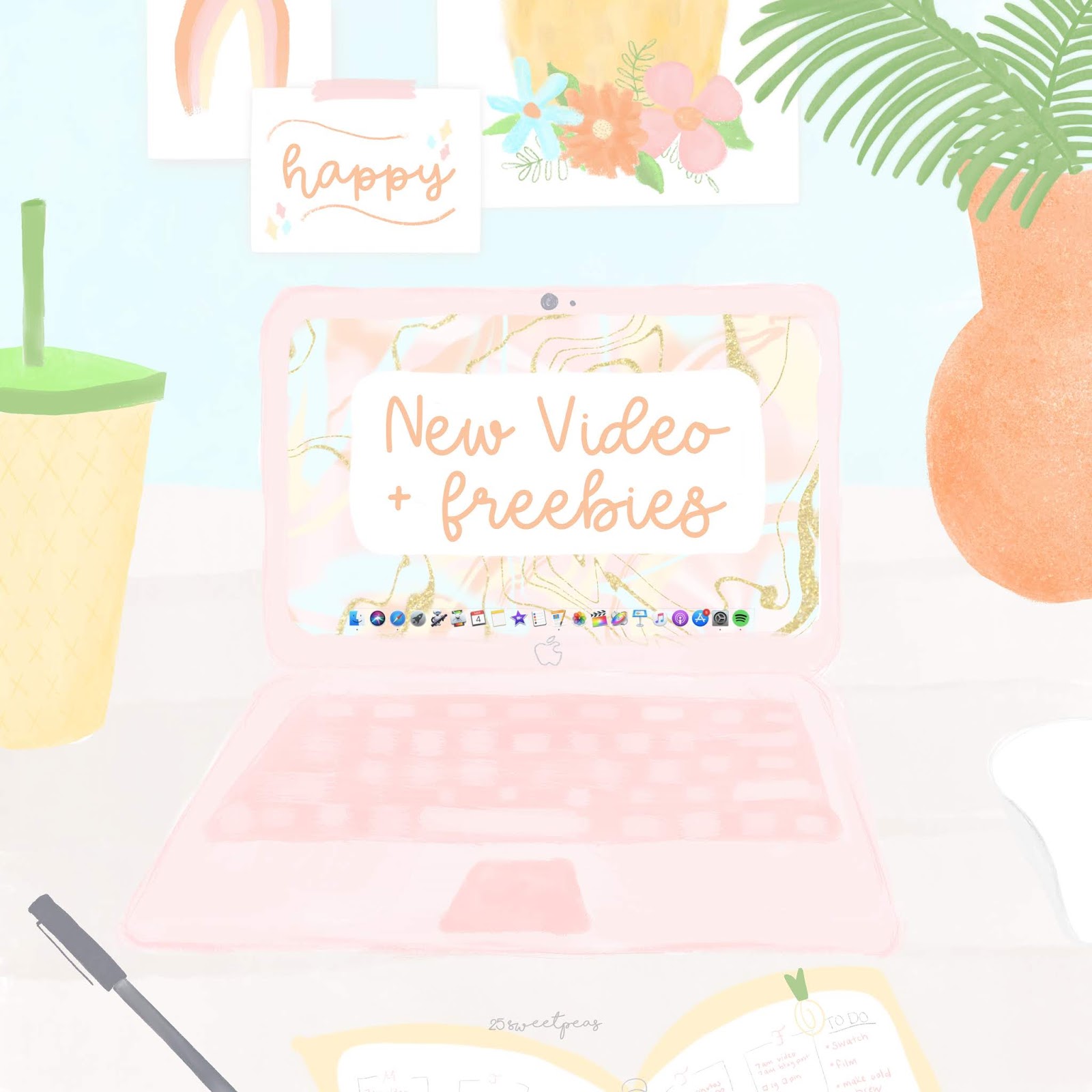 My First Procreate Tutorial + Free Wallpapers — 25 Sweetpeas