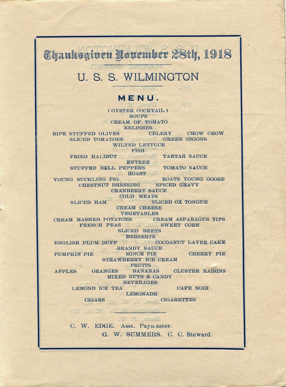 The American Menu: Showing the Flag