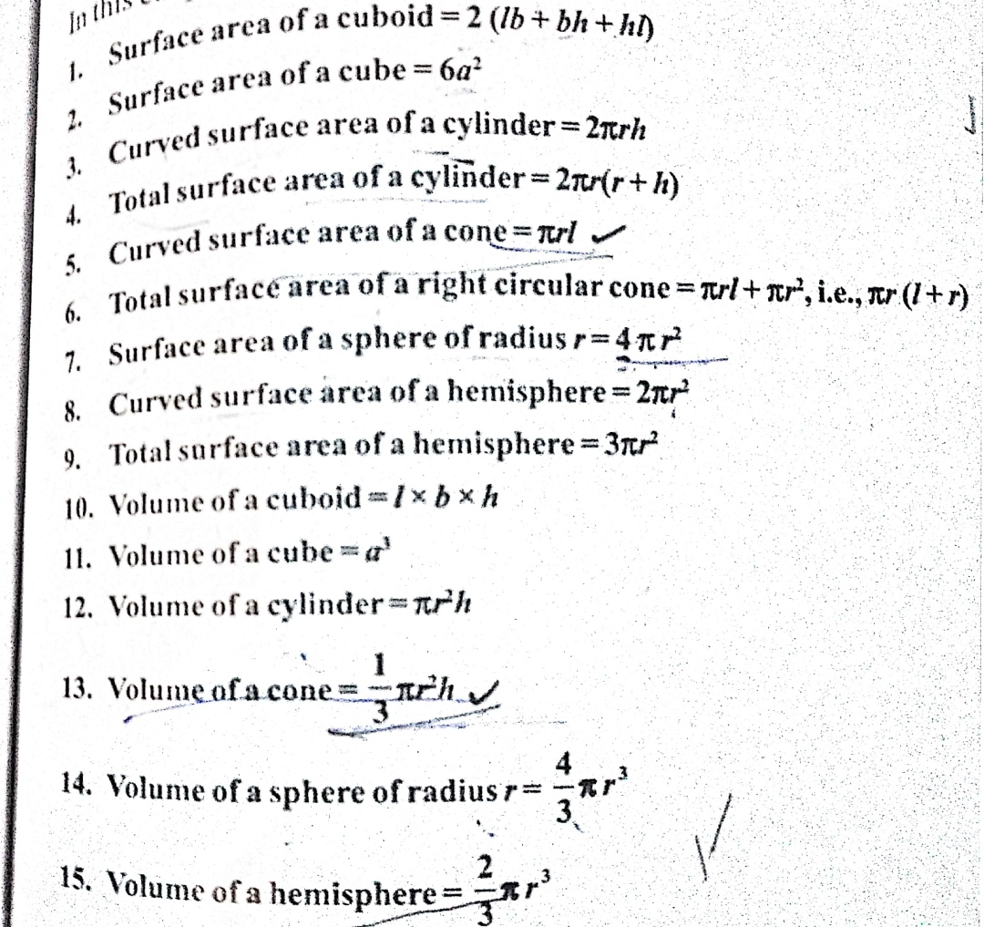Class 9 Math Surface Area And Volume All Formulas Class 9 Math Surface Area And Volume All Formulas