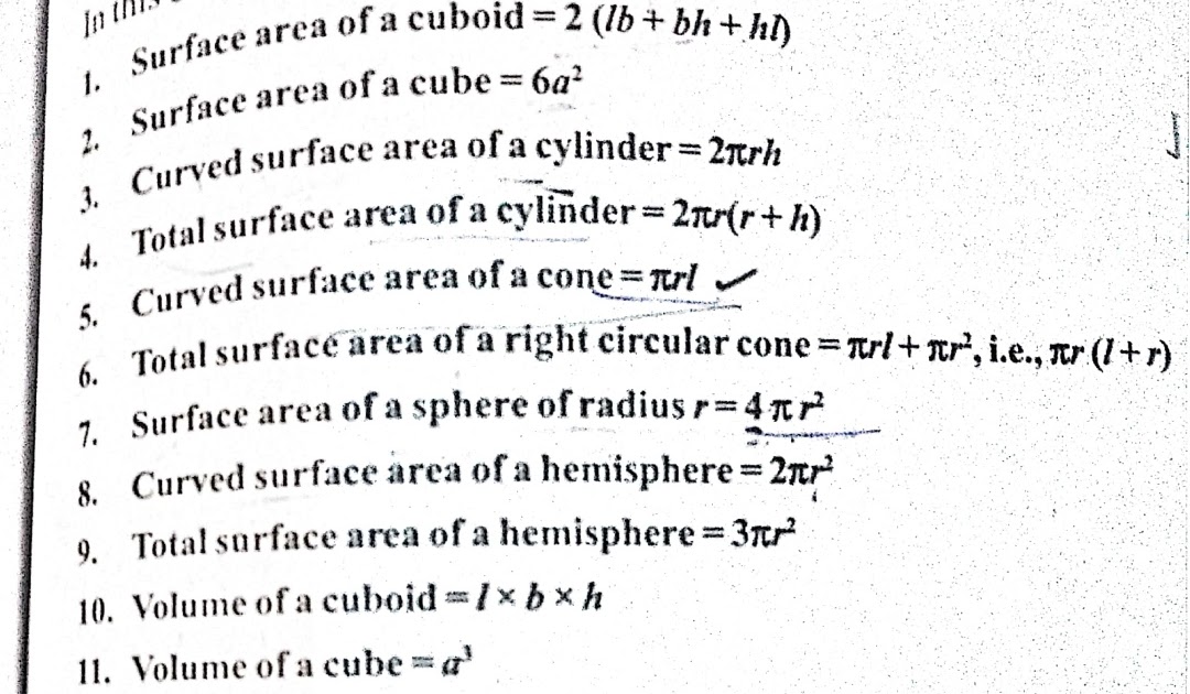 Class 9 Math Surface Area And Volume All Formulas class-9-math-surface-area-and-volume-all-formulas
